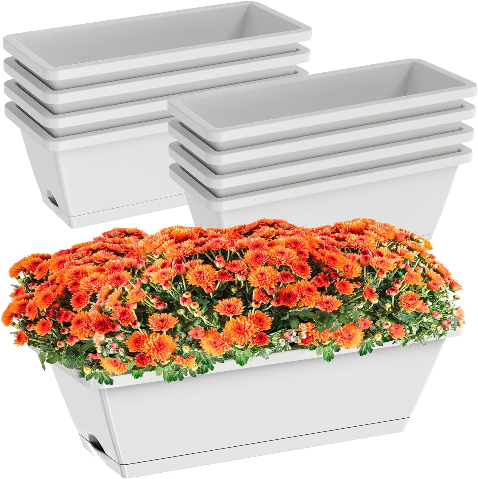 Amazon.com : HAKZEON 6 Pack 17 Inches Plastic Flower Box Planters with ...