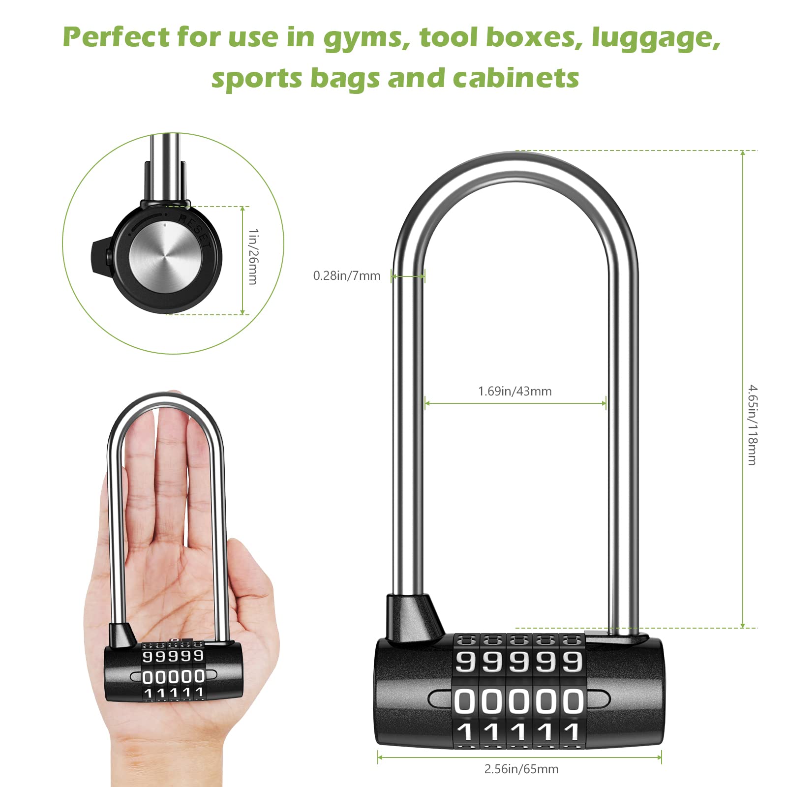 Snapklik.com : KeeKit 5 Digit Combination Padlock, 4.65 Inch Long ...
