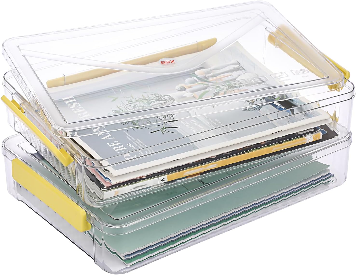 Amazon.com: BTSKY 2 Pack Clear Plastic File Storage Boxes with Latching ...