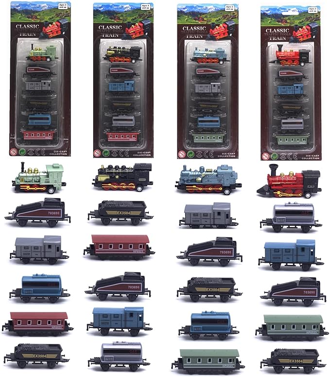 Amazon.com: CORPER TOYS 4 Packs (24 Pieces) Pull Back Model Diecast ...