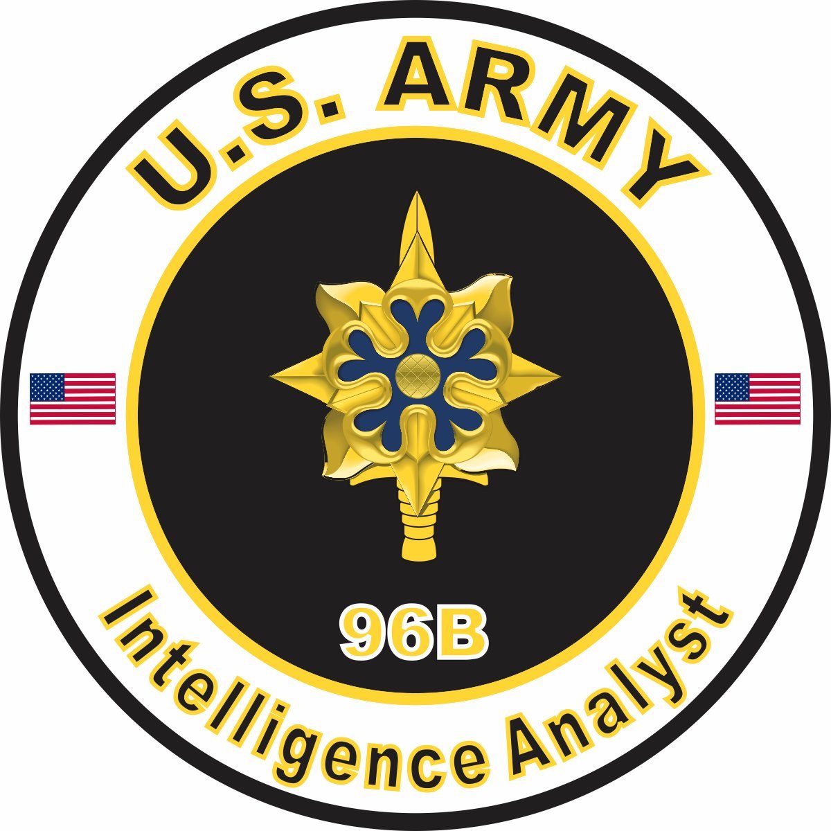 Amazon.com: US Army MOS 96B Intelligence Analyst 3.8 Inch Decal ...