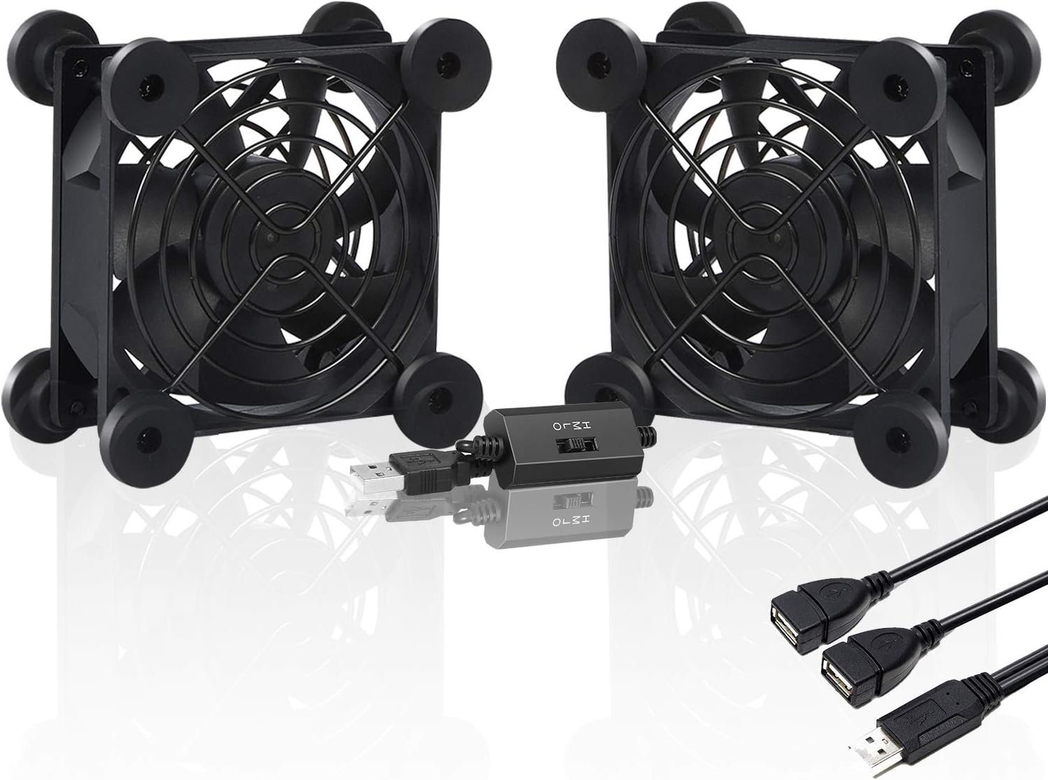 upHere U804 Dual 80mm USB Fan with Multi-Speed Control for Computer ...