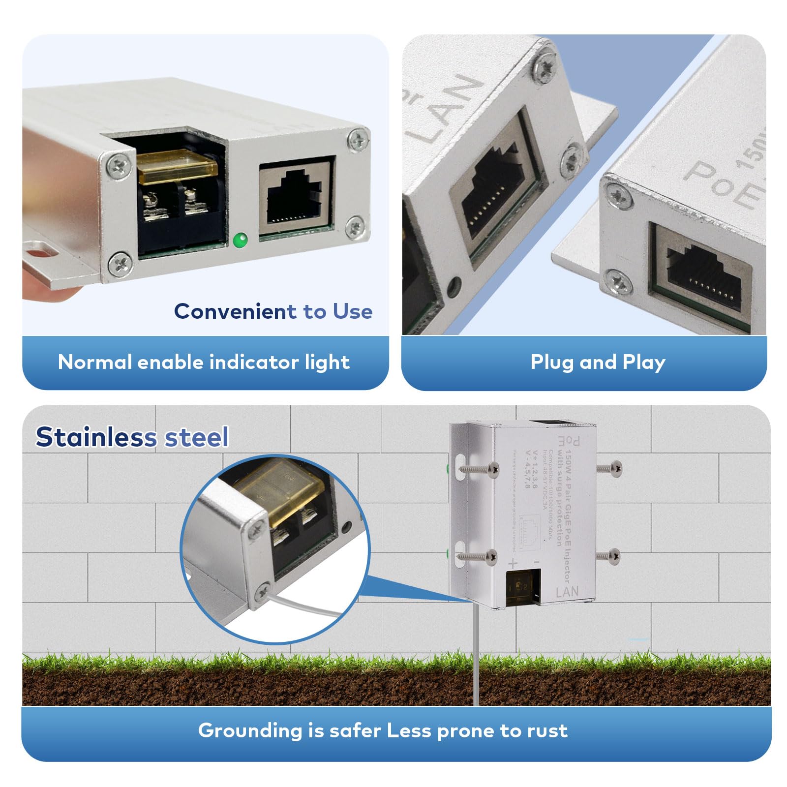 Snapklik.com : Zuomeng 150W GigE Passive PoE Injector For Starlink Pinout