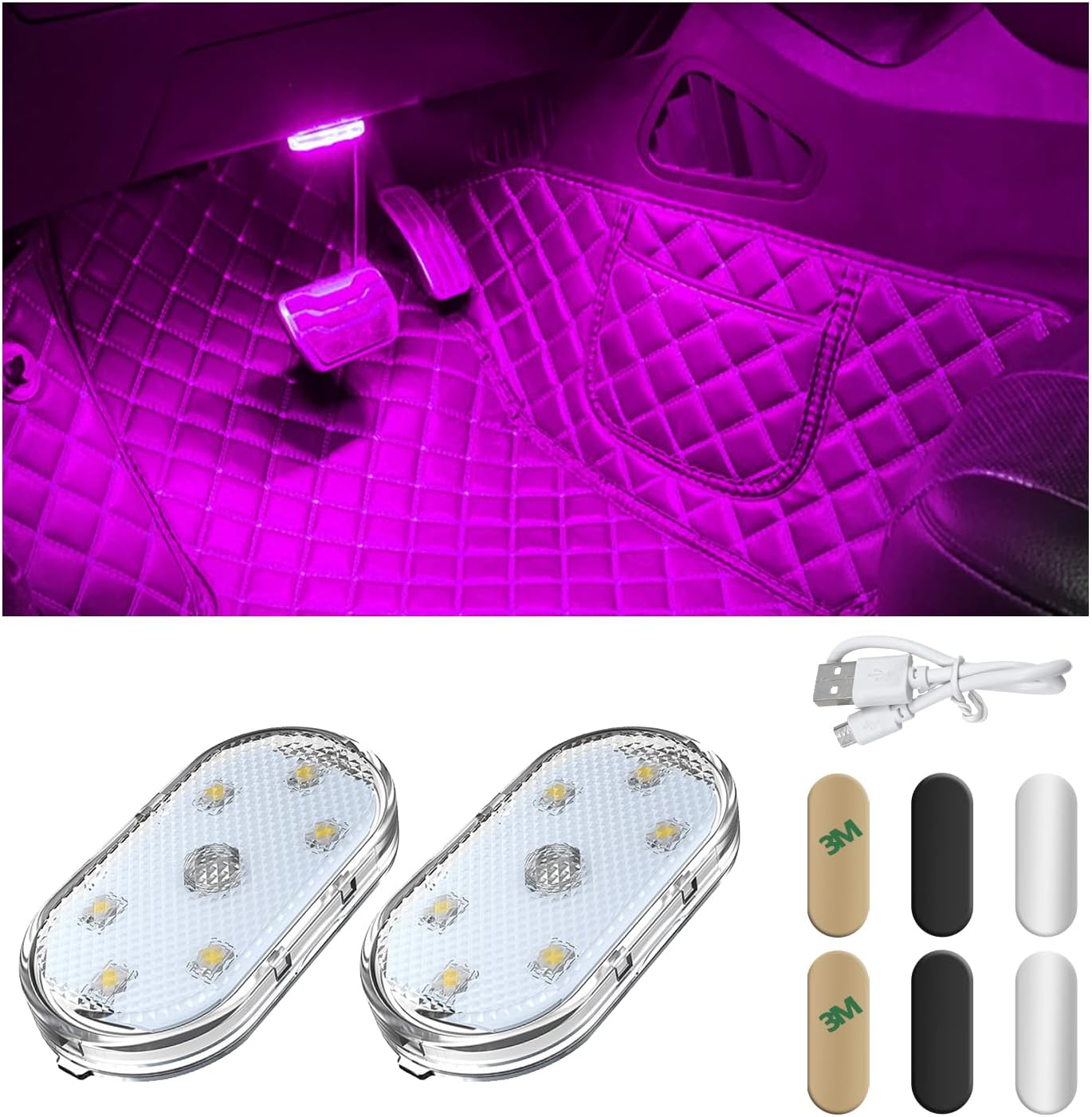 Amazon.com: Wevdn 2 PCS Car LED Lights Interior Wireless, Magnetic Car ...