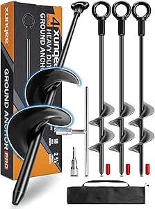 Amazon.com : Xunqee 18 Inch Ground Anchors with Power Nut Driver Drill ...