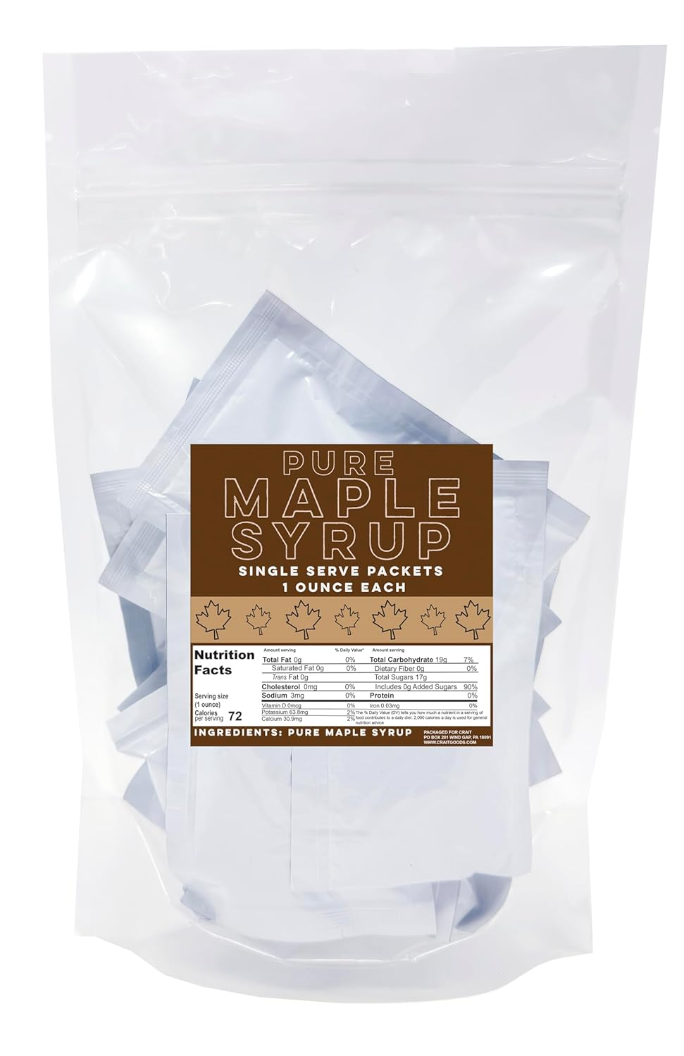 Amazon.com : Pure Maple Syrup Packets Single Serve Pack of 12 ...