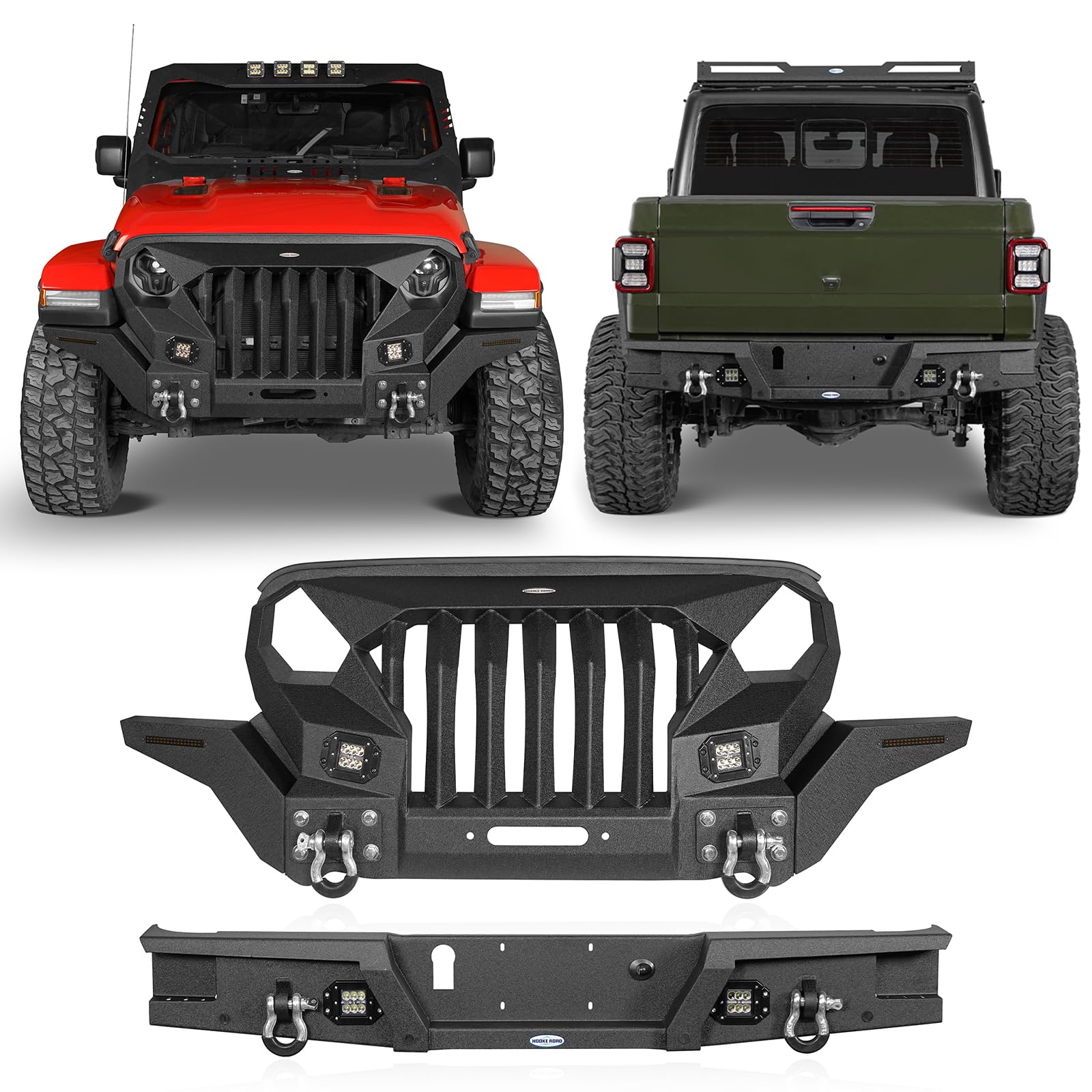 Buy Hooke Road Mad Max Front Bumper (with Wings) & Rear Bumper Kit for ...