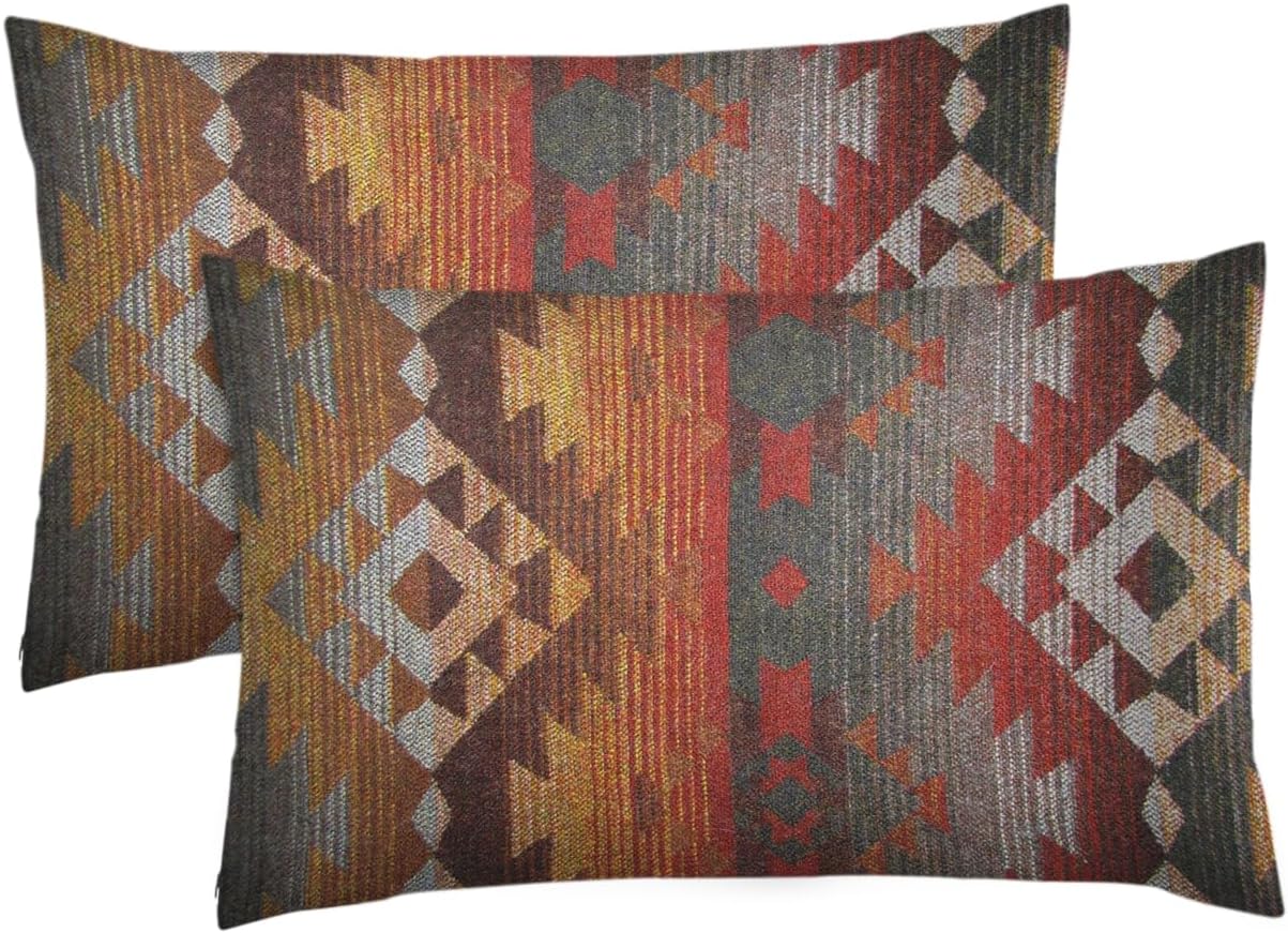 Amazon.com: Emvency Set of 2 Aztec Throw Pillow Cover 12x20 Inches ...