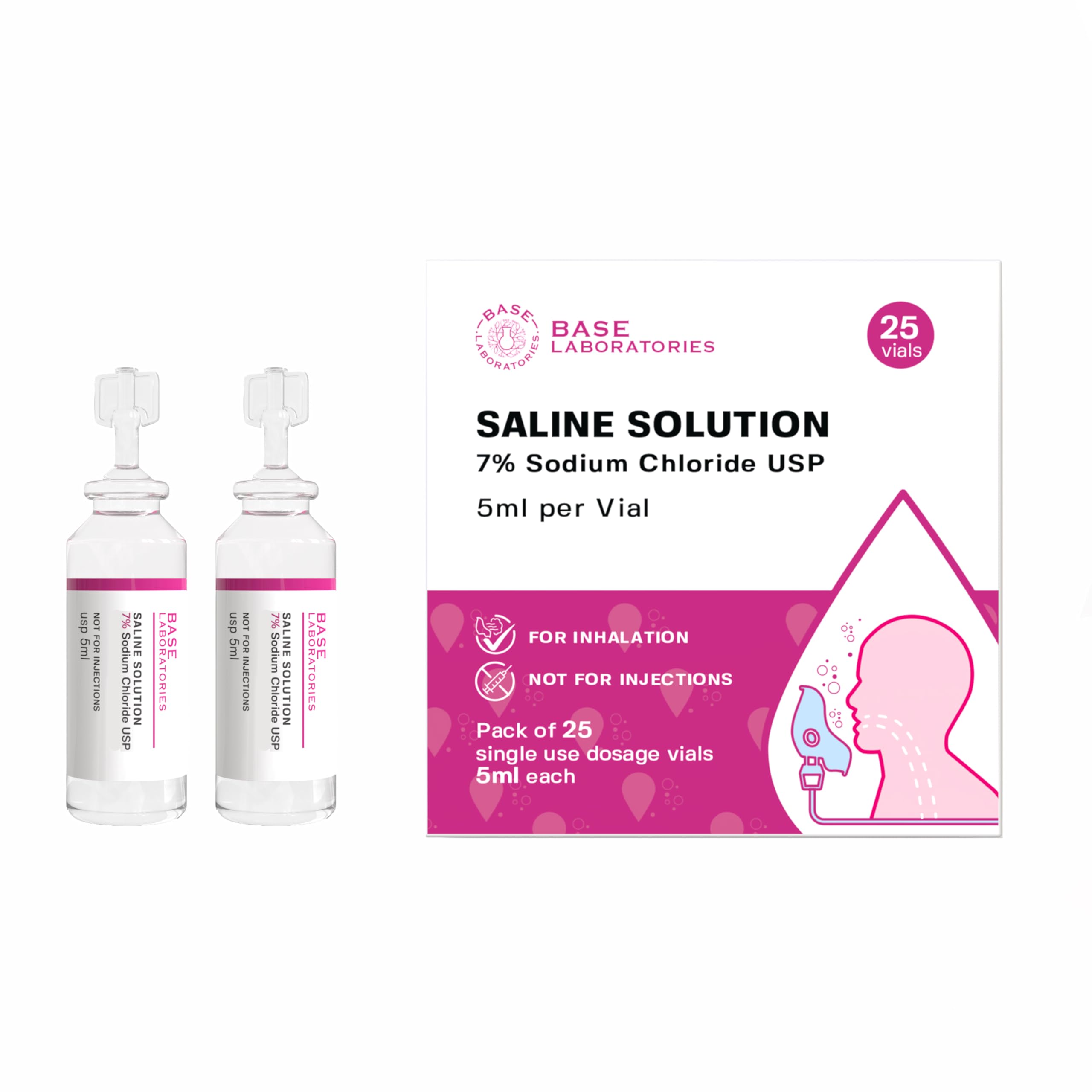 Amazon.com: BASE LABORATORIES 7% Saline Solution for Nebulizer Machine ...