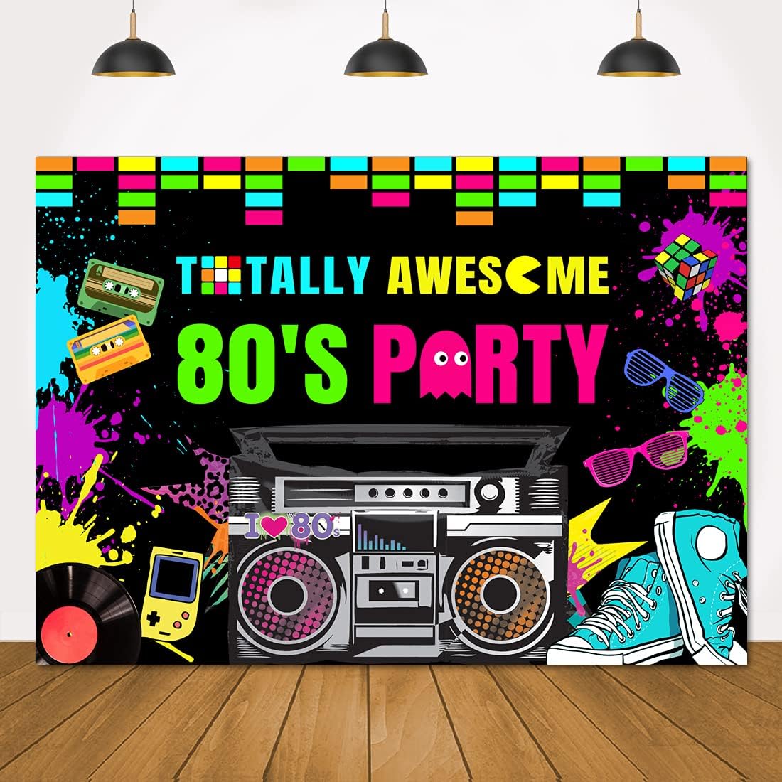 Amazon.com : EXKANBO 80's Party Backdrop 7x5ft Disco Background Banner ...