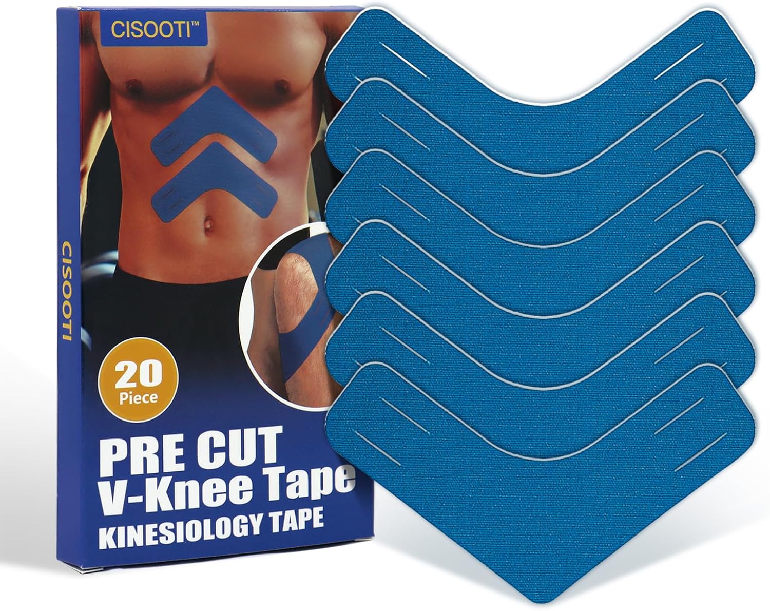 Amazon.com: CISOOTI V-Knee Kinesiology Tape Precut Strips – 2 Inch Wide ...