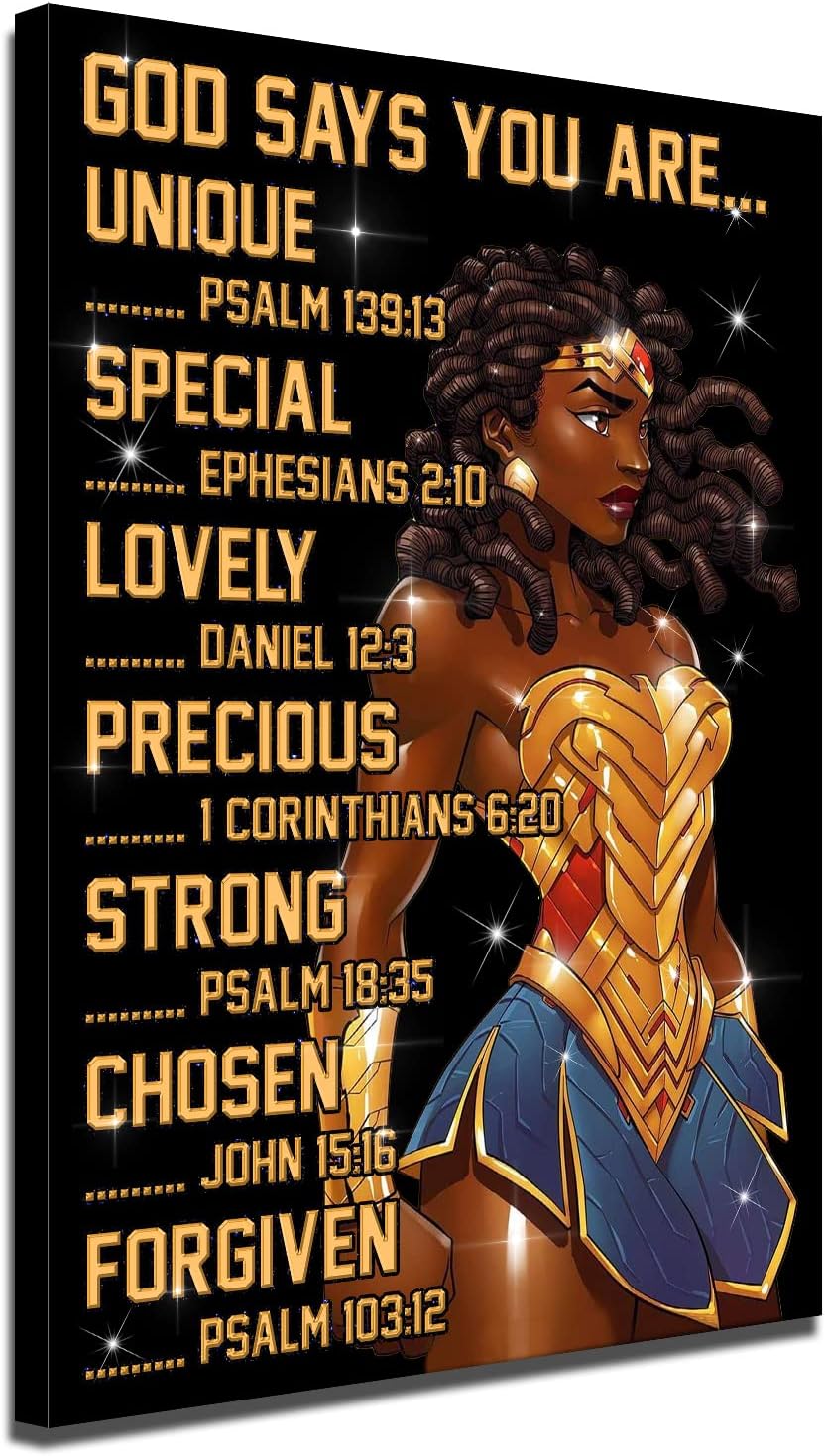 Amazon.com: EFQIFRGO African American Wonder Woman God Says You Are ...