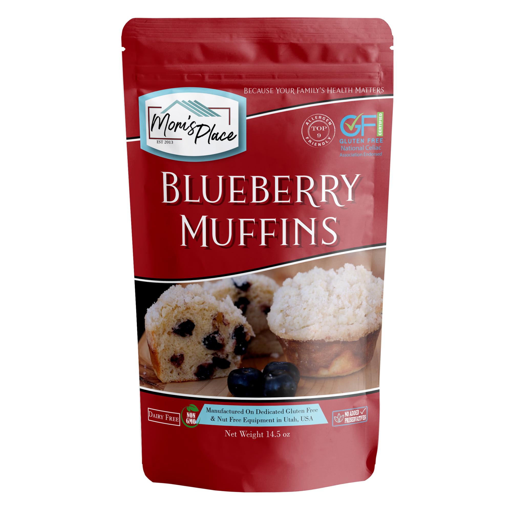 Amazon.com : Mom's Place Gluten-Free Blueberry Muffin Mix, Easy to Make ...