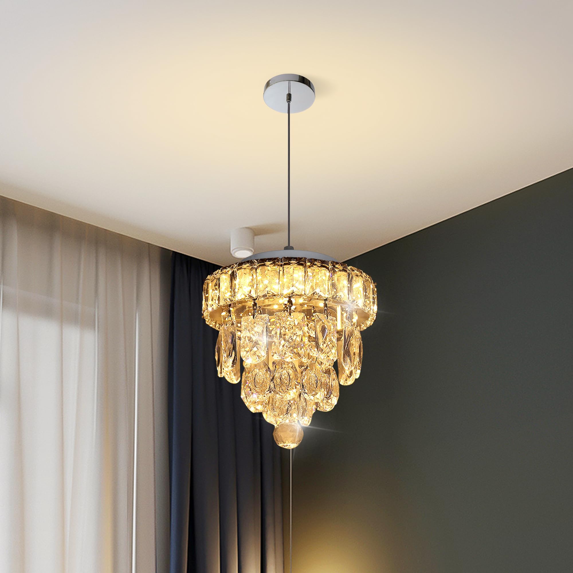 Jiinoo 15W LED Ceiling Light, 7.8” Dimmable Semi Flush Mount Chandelier ...