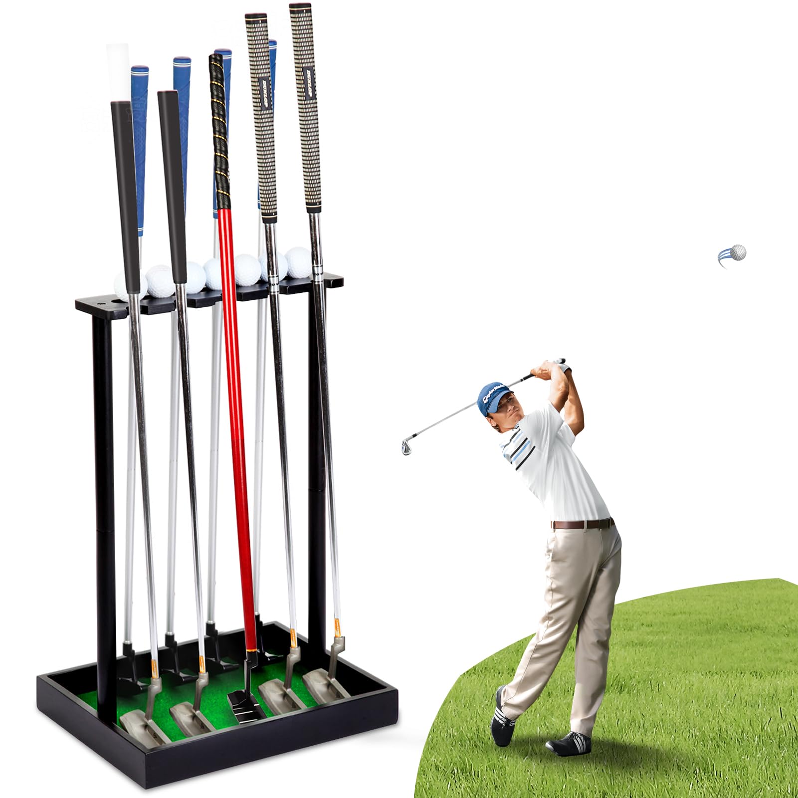Amazon.com : Xnwouco Golf Club Rack, Golf Putter Stand for 9 Cues ...