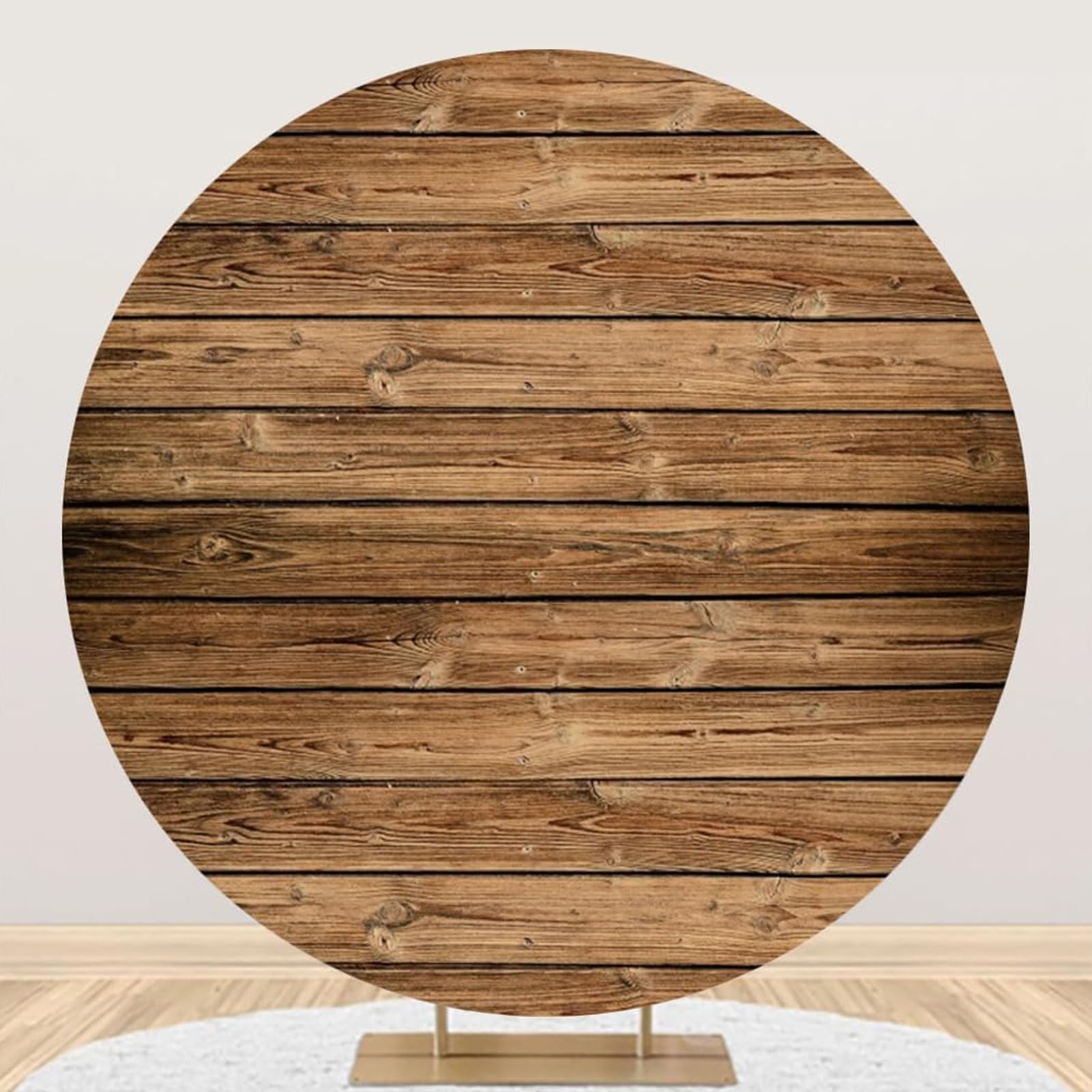 Amazon.com : Rustic Wood Round Backdrop Cover, Farmhouse Brown Circle ...