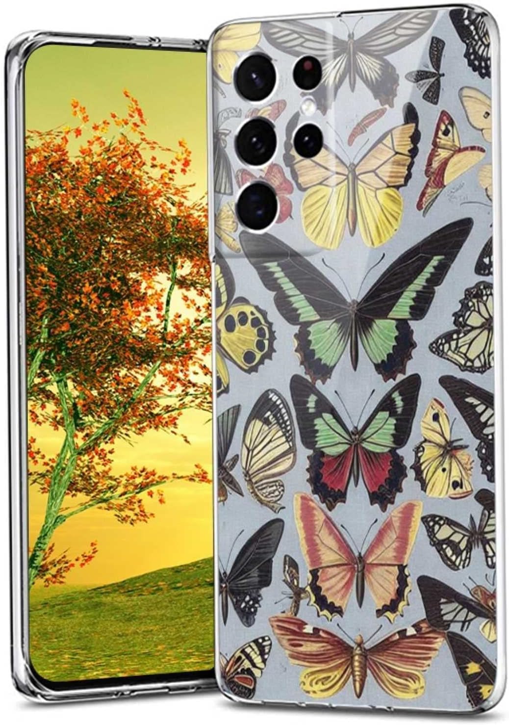 Amazon.com: Compatible with Samsung Galaxy S21 Ultra Ultra Butterfly Case, Vintage Butterflies ...