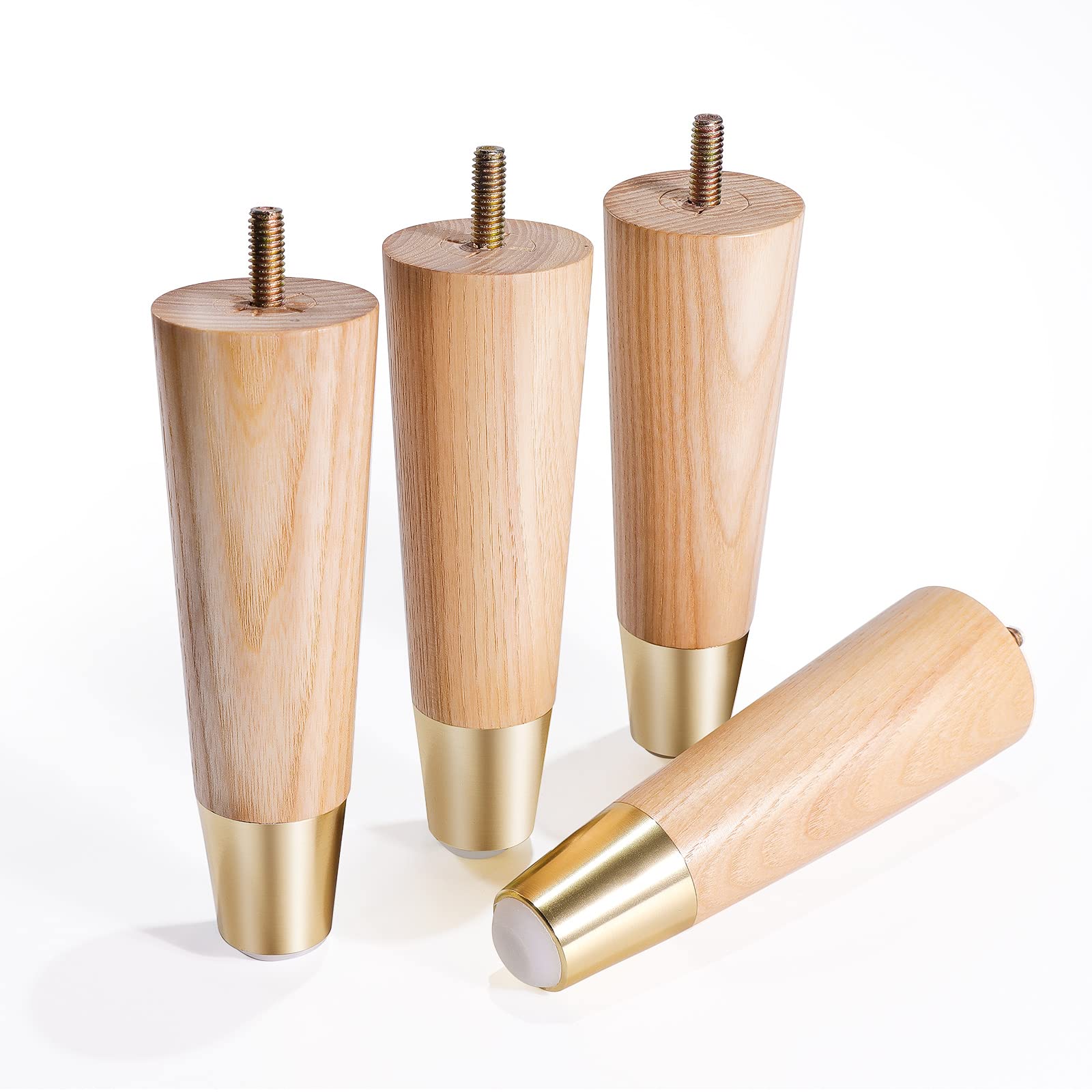 WEKIS Solid Ash Wood Furniture Legs 8 Inch, Sofa Replacement Wooden Leg ...