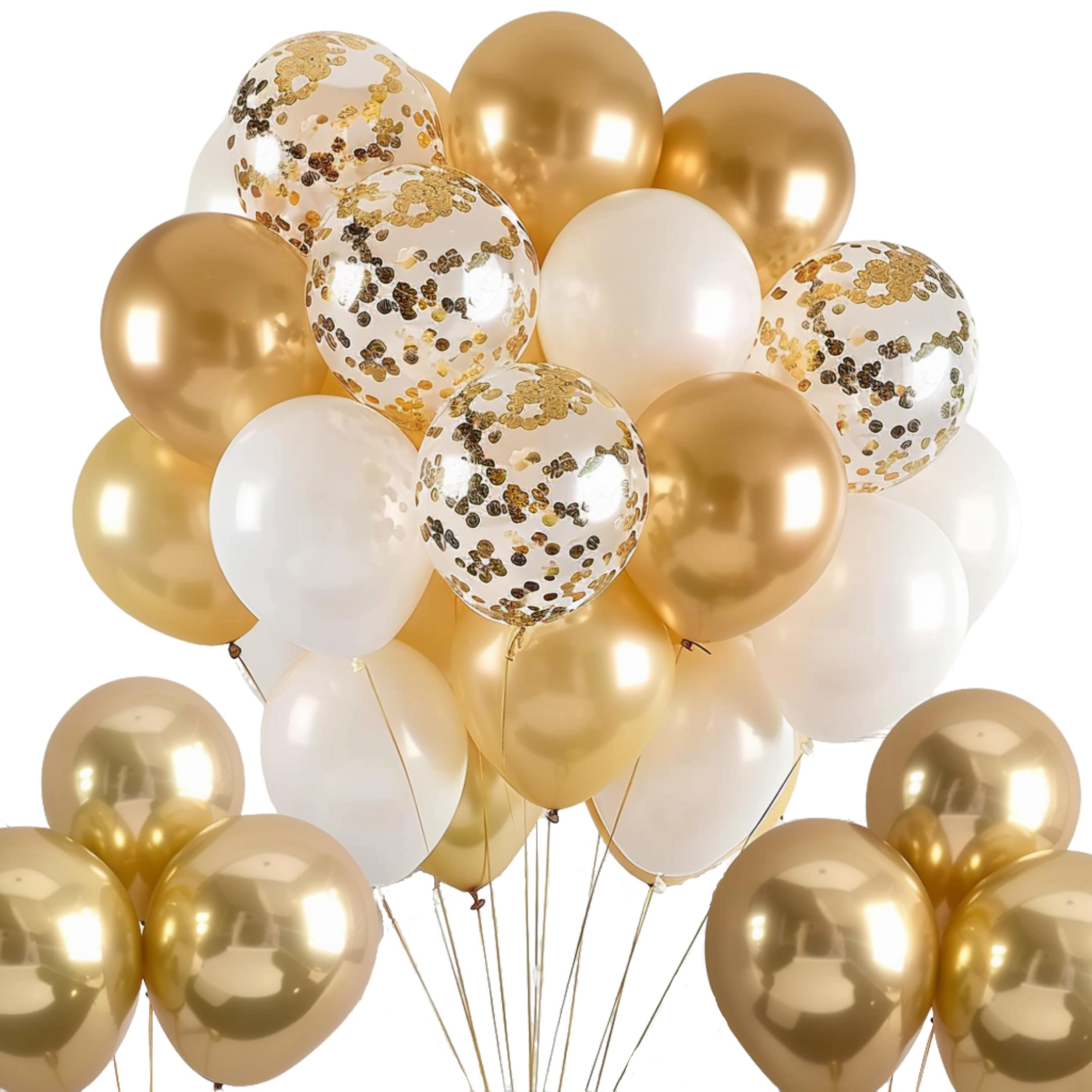 Amazon.com: 50 Pcs Balloons Set for Parties, Gold Chrome, White Pearl ...