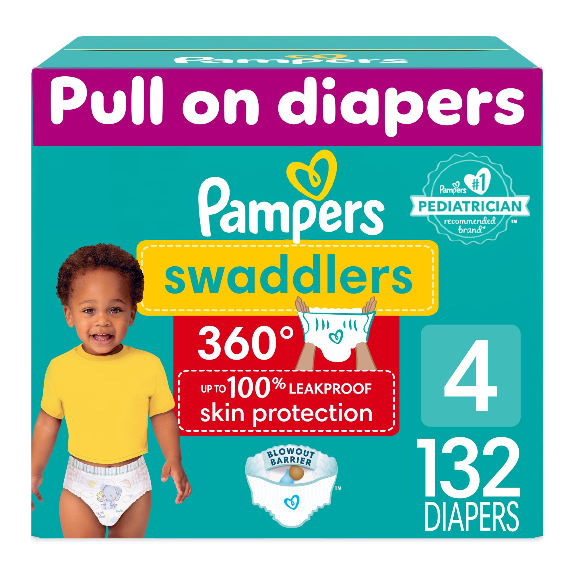 Amazon.com: Pampers Swaddlers 360 Pull-On Diapers, Size 4, 132 Count ...