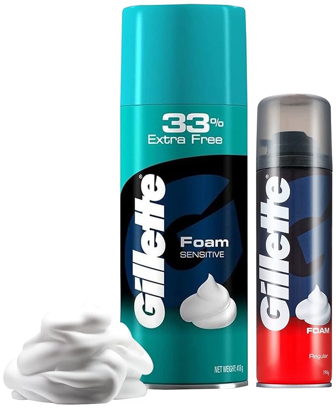 Gillette Classic Sensitive Shave Foam - 418 g (33% extra) & Gillette ...