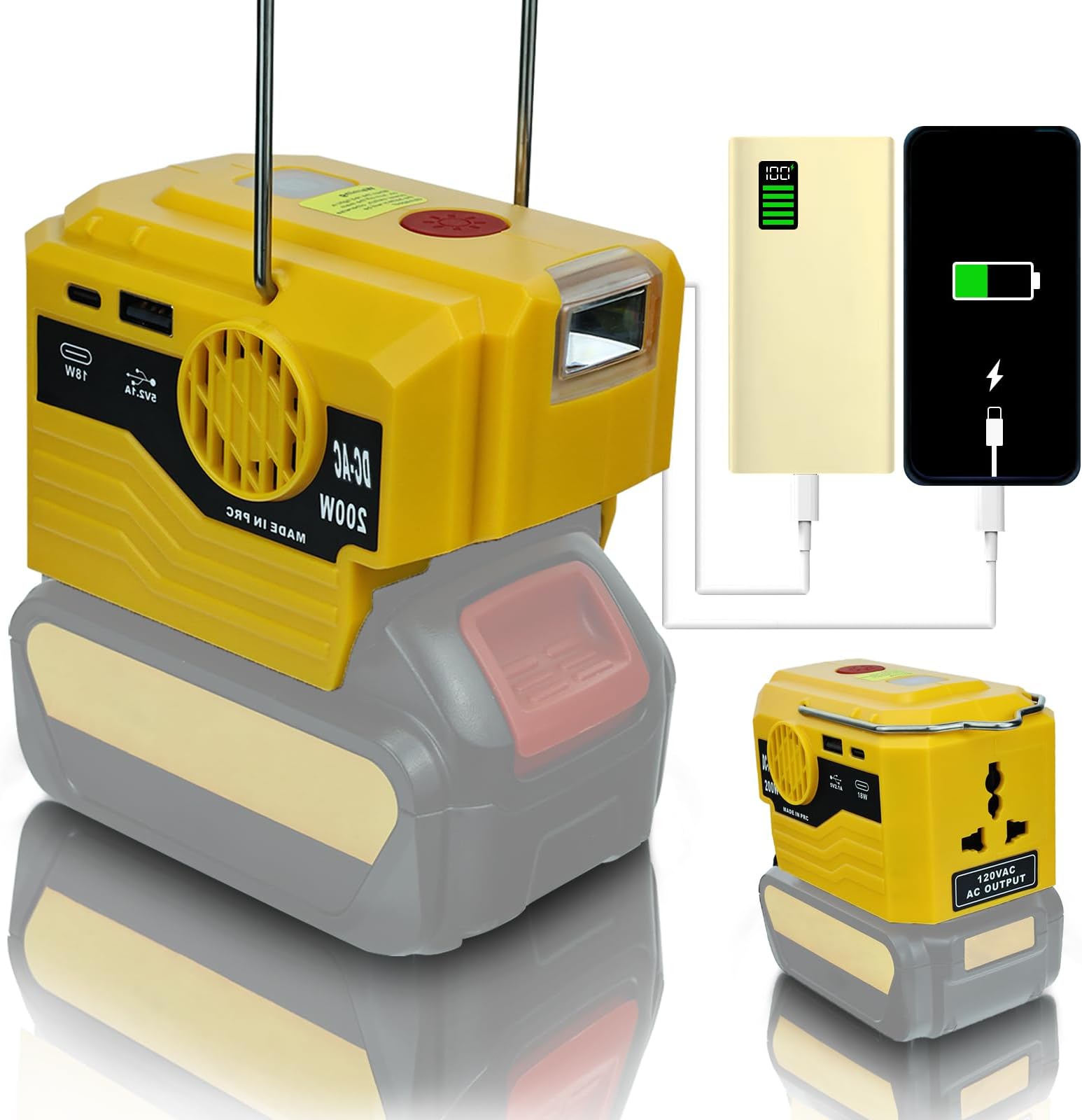 Amazon.com: Power Inverter for Ryobi 40V Battery 200W DC 18V to AC 110V ...