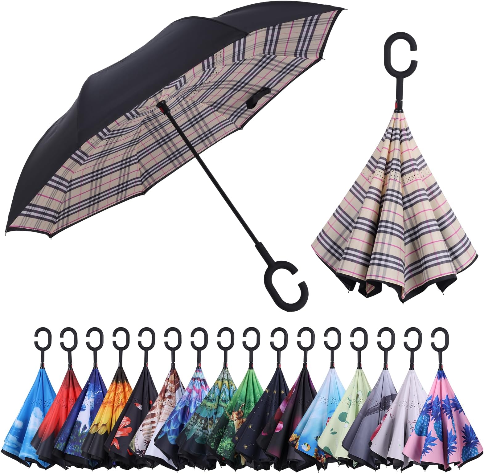 Amazon.com: ALAZA Inside Out Folding Vintage Rose Floral Leaf Inverted ...