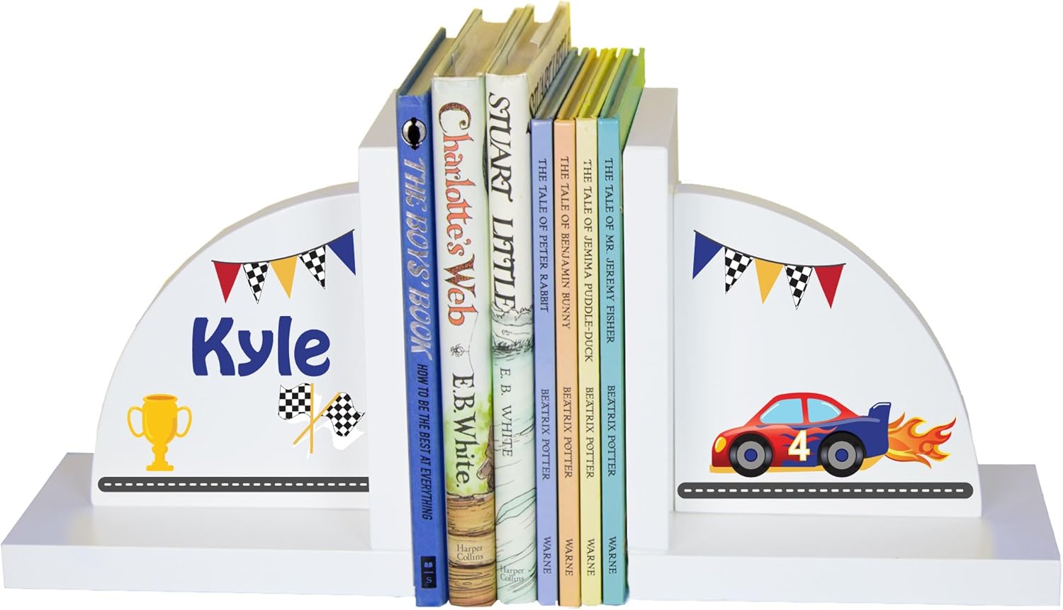 Amazon.com: Boy's Personalized Race Car Bookends : Home & Kitchen