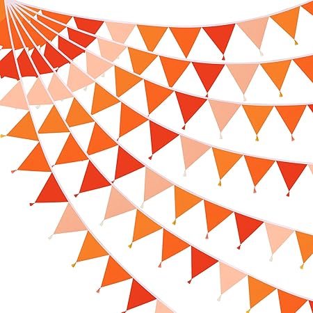 Amazon.com: 10M/32Ft Triangle Flag Fabric Banner Cotton Pennant Garland ...