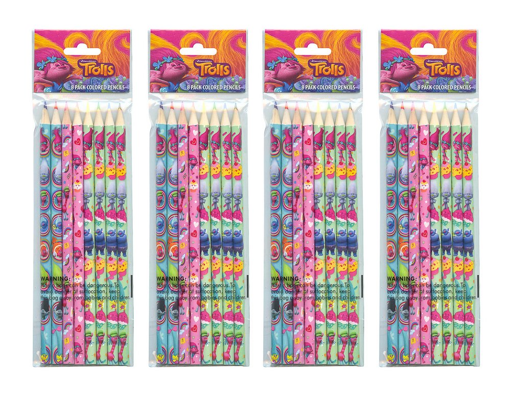 Amazon.com: DREAMWORKS TROLLS 4-Pack Set 8ct Colored Pencils : Toys & Games