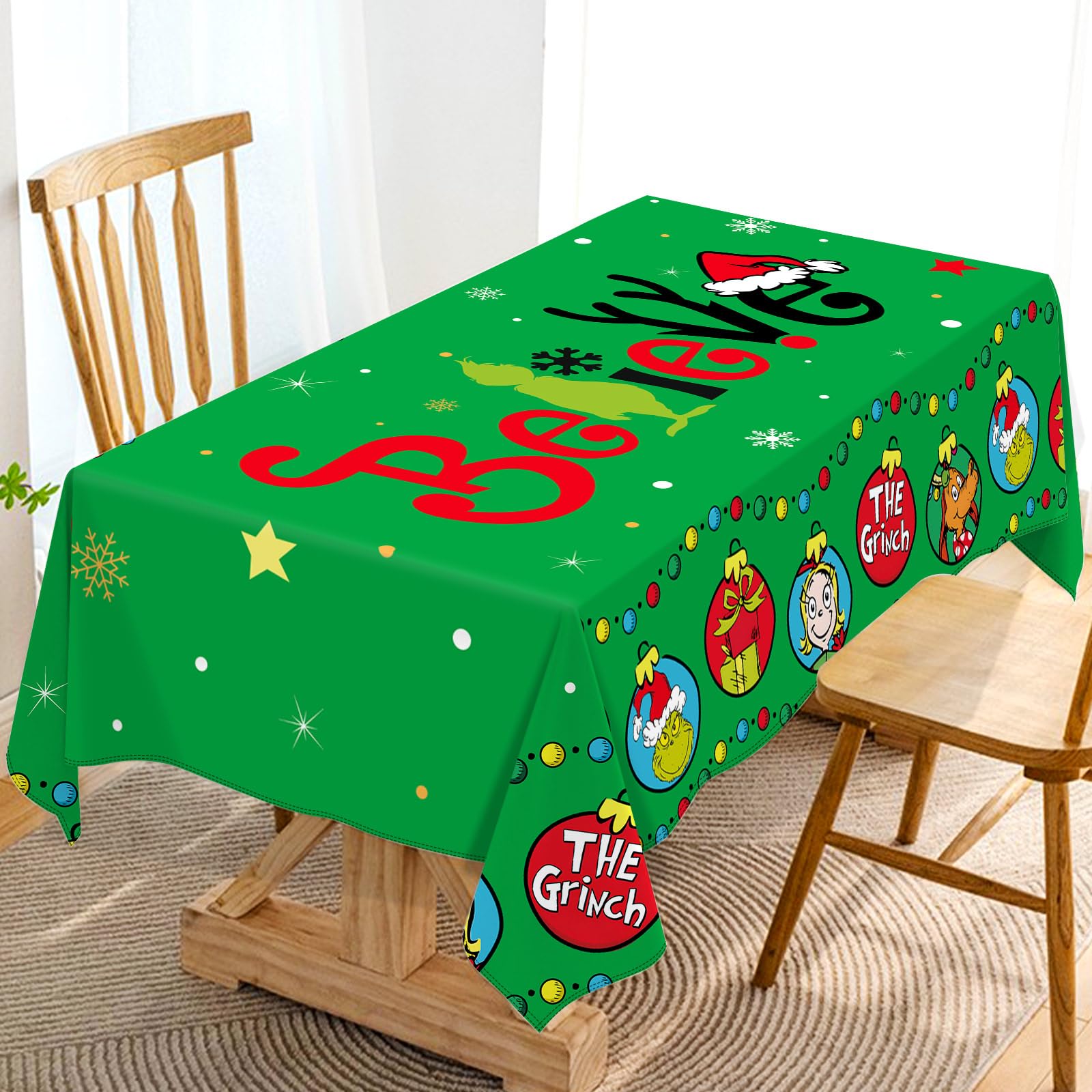 Amazon.com: Hafangry Green Christmas Tablecloth Whoville Winter Believe ...