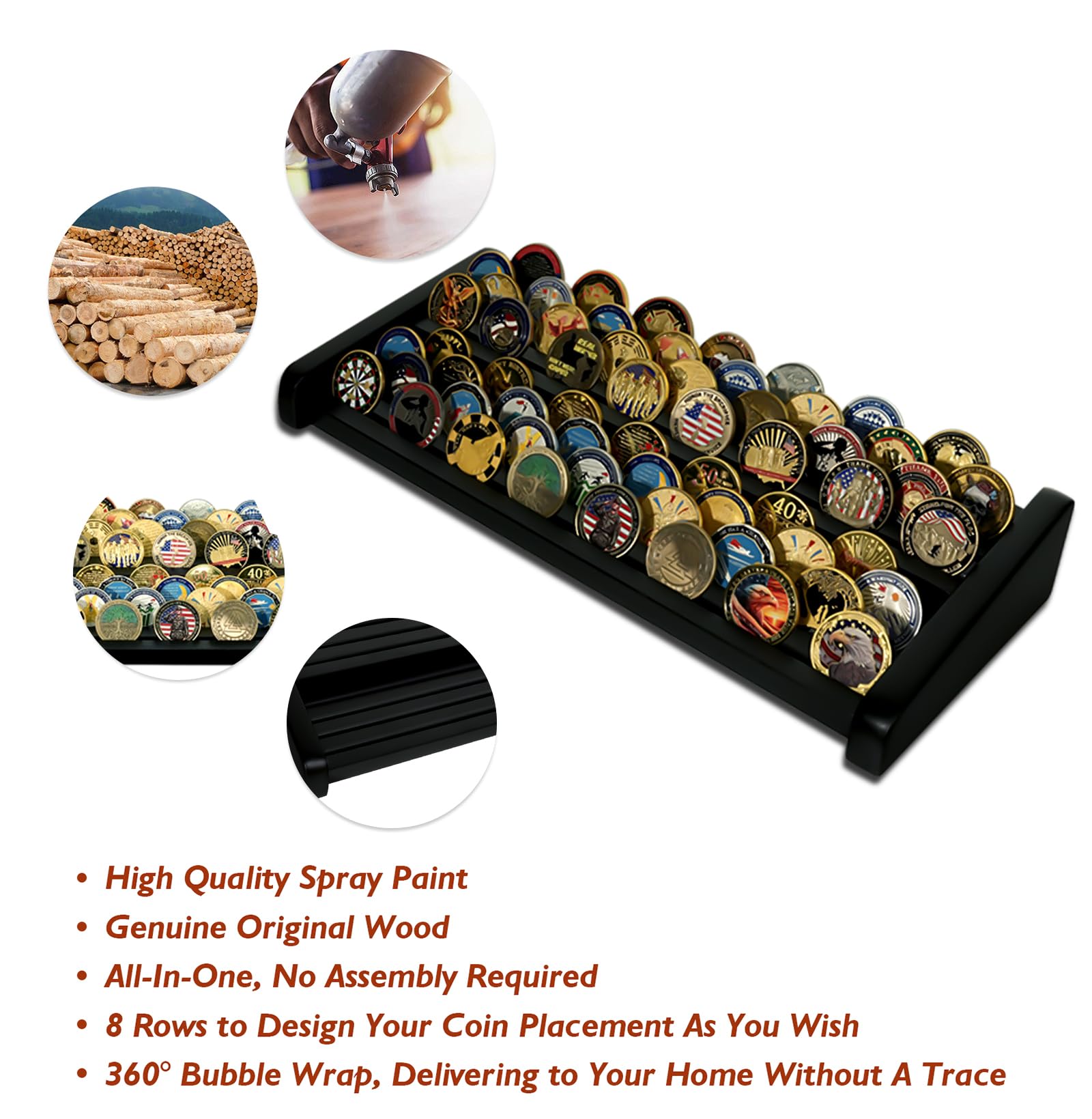 Snapklik.com : ASmileIndeep 8 Rows Wooden Challenge Coin Display Holder ...