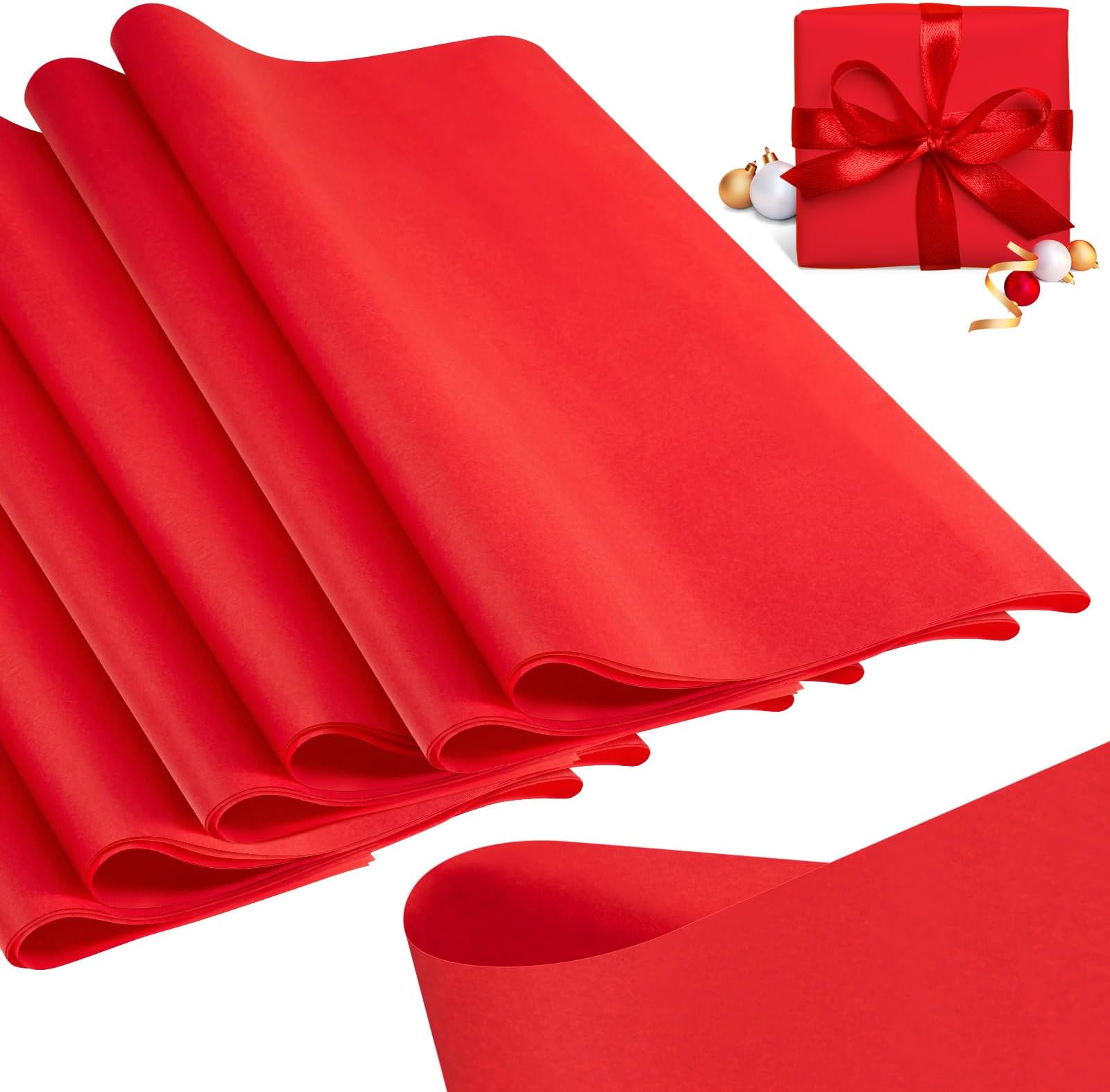 Amazon.com: Qilery 500 Sheets Red Tissue Paper Bulk 15 x 20 Inch ...