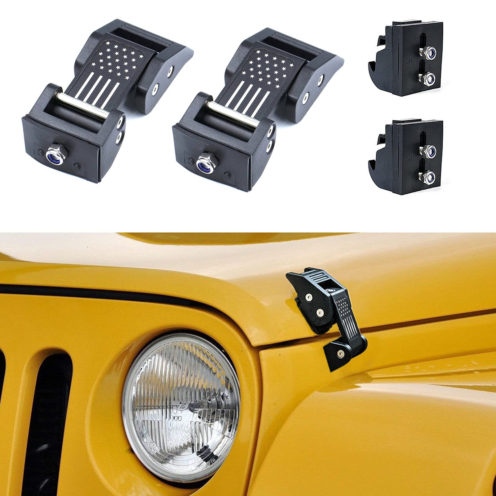 Buy MOCW Hood Latches Aluminum Fit for 2007-2018 Jeep Wrangler JK JKU ...