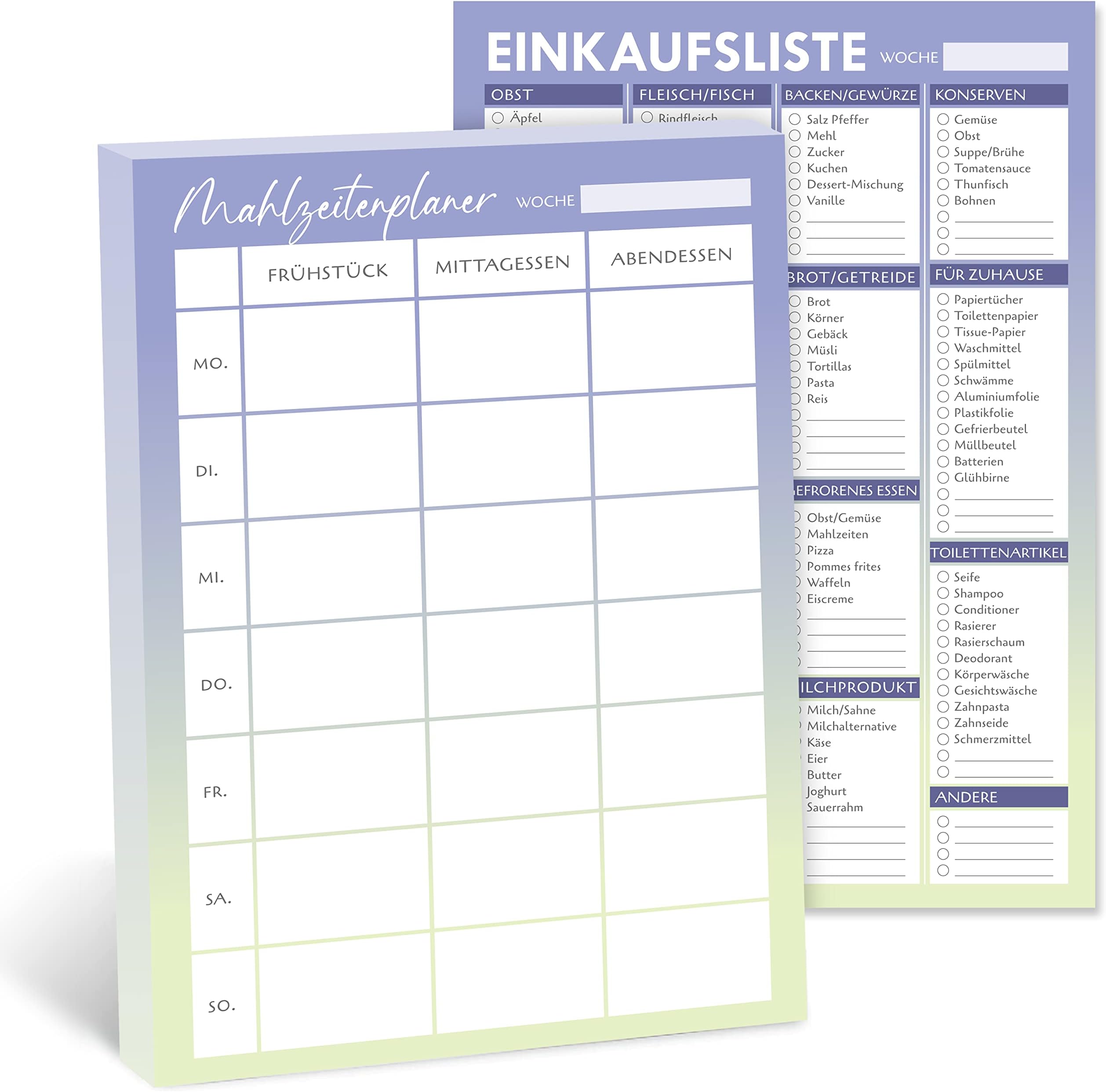 Cupcakes & Kisses® Essensplaner & Einkaufsliste I DIN A4 I Notizblöcke ...