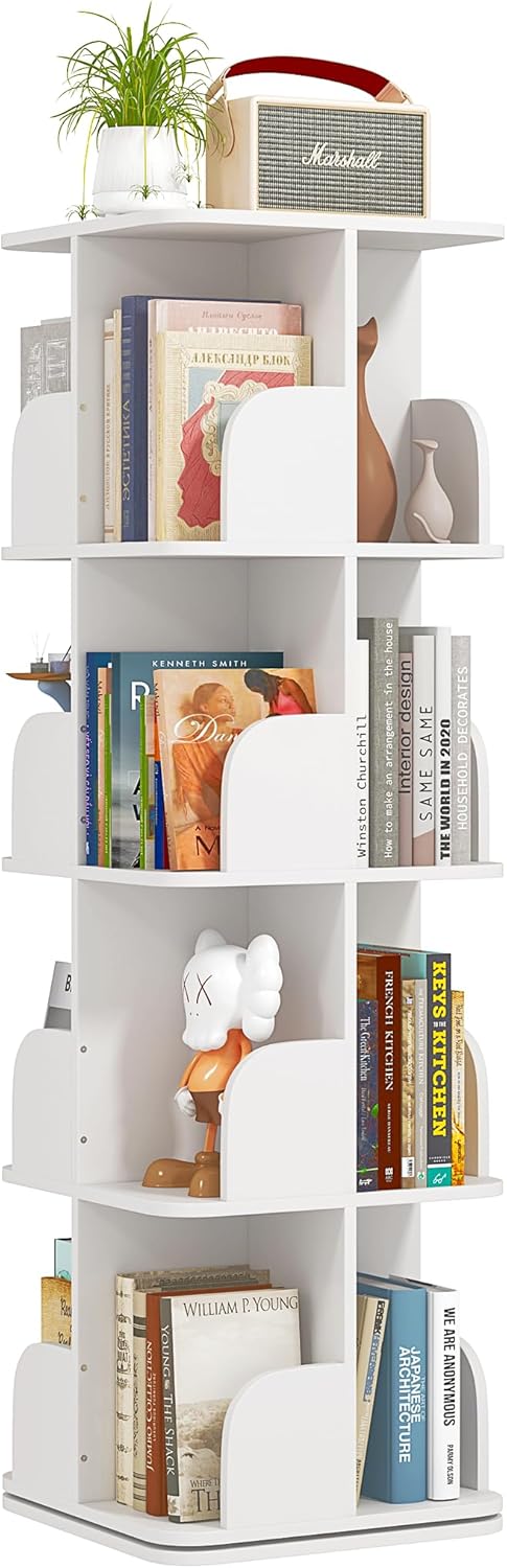 Amazon.com: Rotating Bookshelf Small Corner Bookshelf for Small Space ...