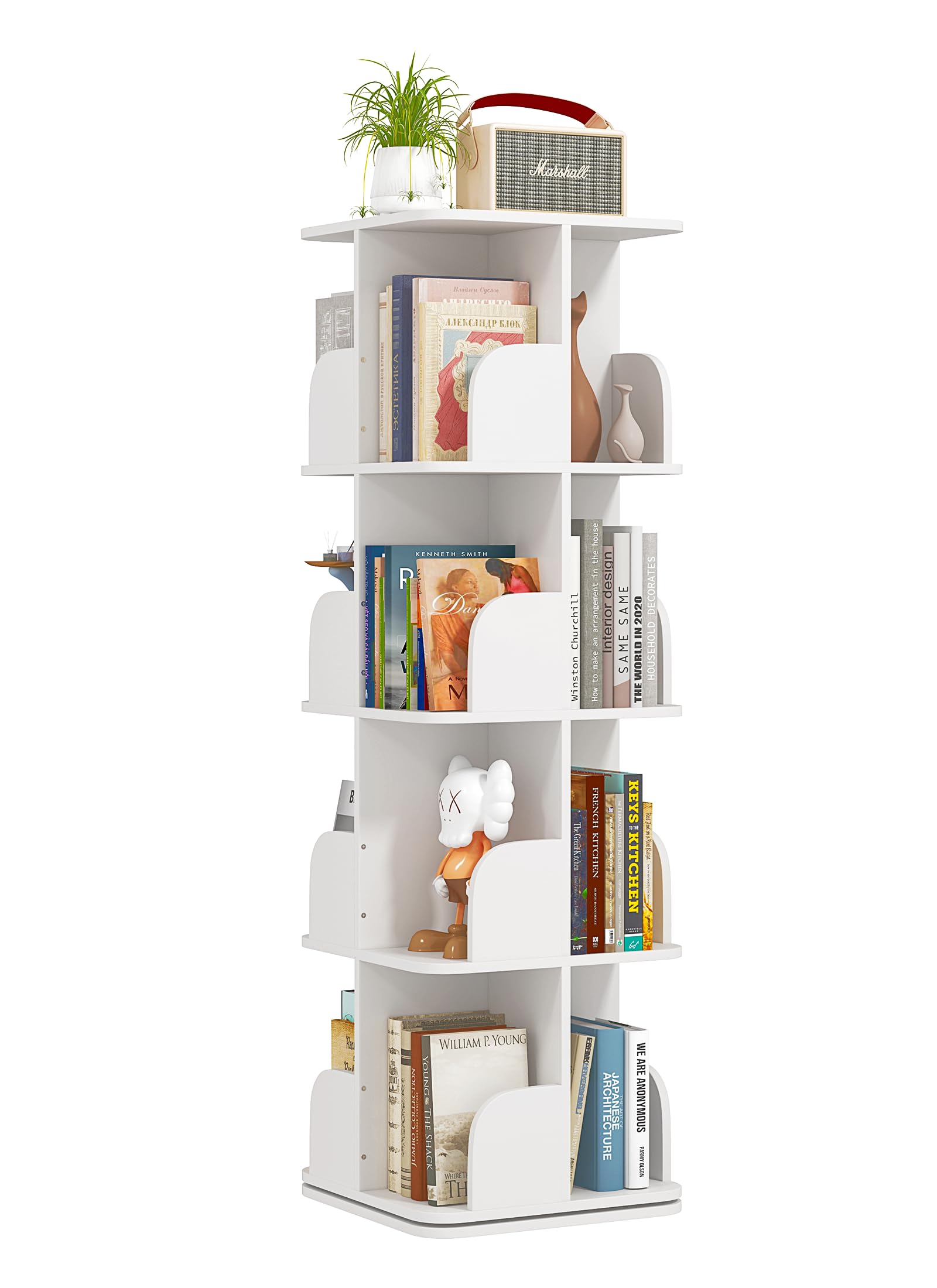 Amazon.com: Rotating Bookshelf Small Corner Bookshelf for Small Space ...