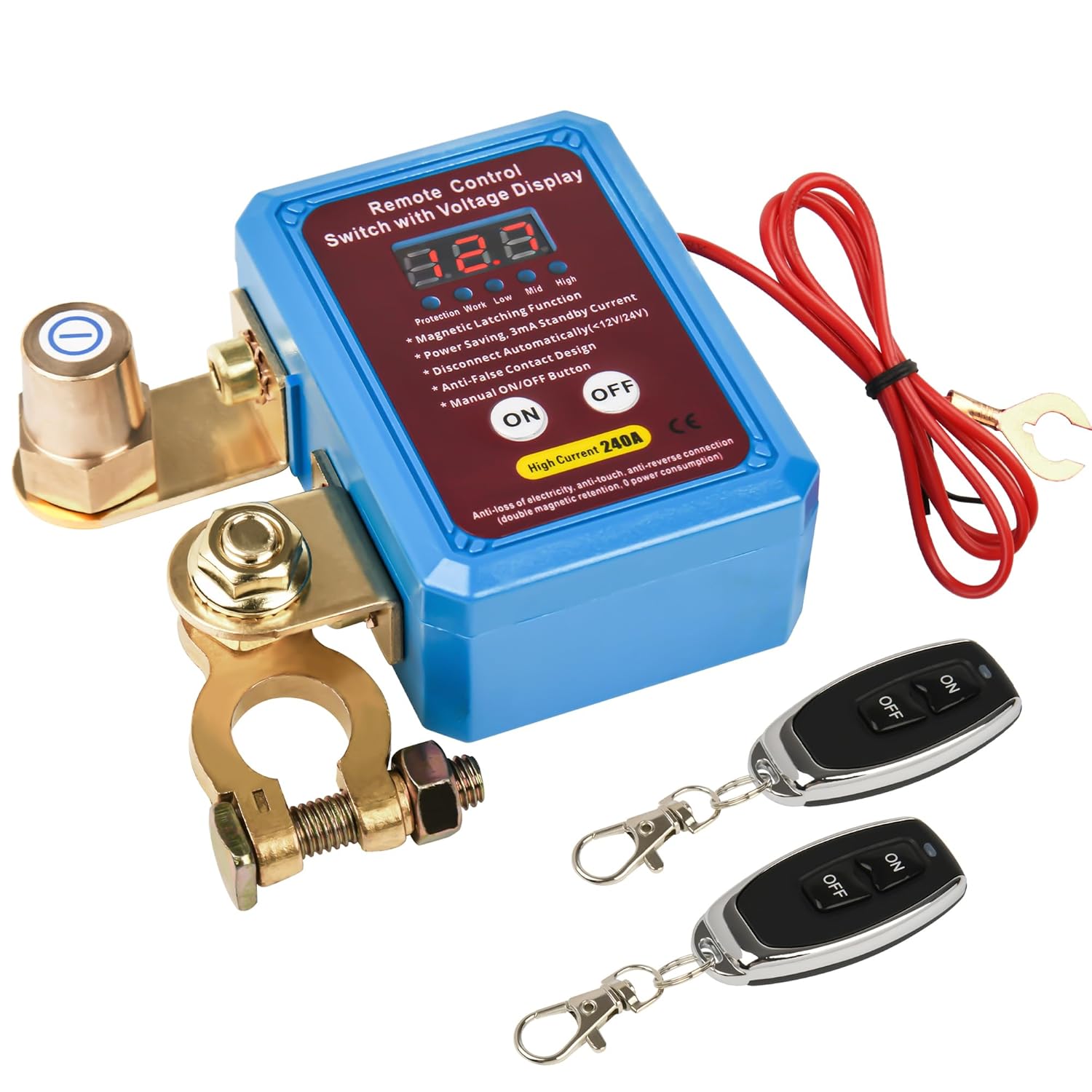 Amazon.com: Remote Battery Disconnect Switch 12V 240A with Led Voltage ...