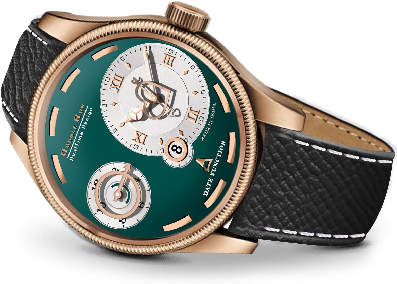 Buy DOUBLERUN Chronograph and Date Display Leather Strap Analog Wrist ...