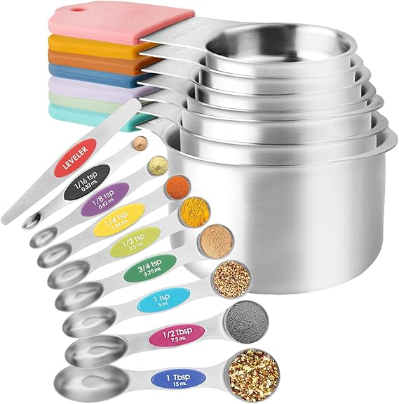 Amazon.com: Magnetic Measuring Cups and Spoons Set of 16, 7 Stainless ...