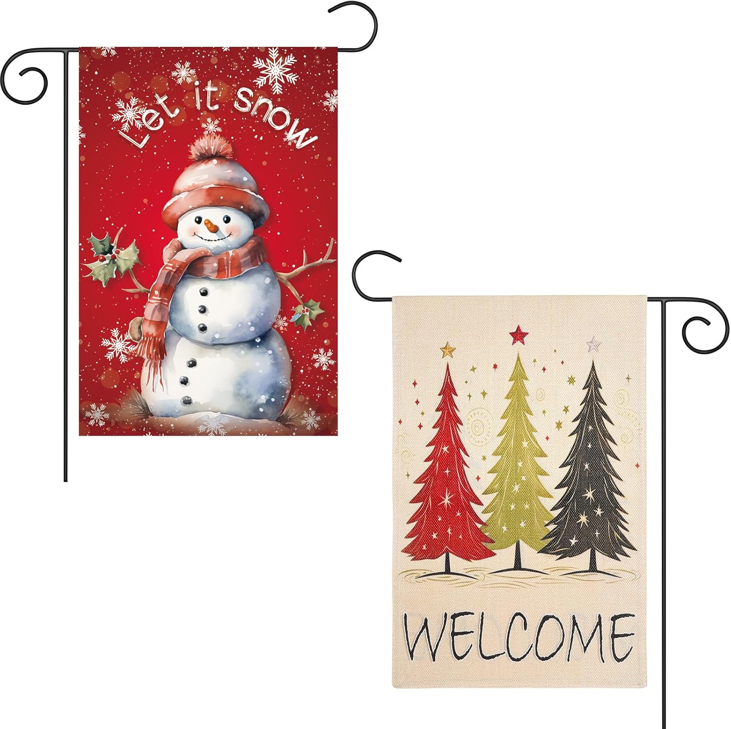Amazon.com : 2 Pcs Christmas Trees Winter Garden Flag 12 x 18 Inch ...