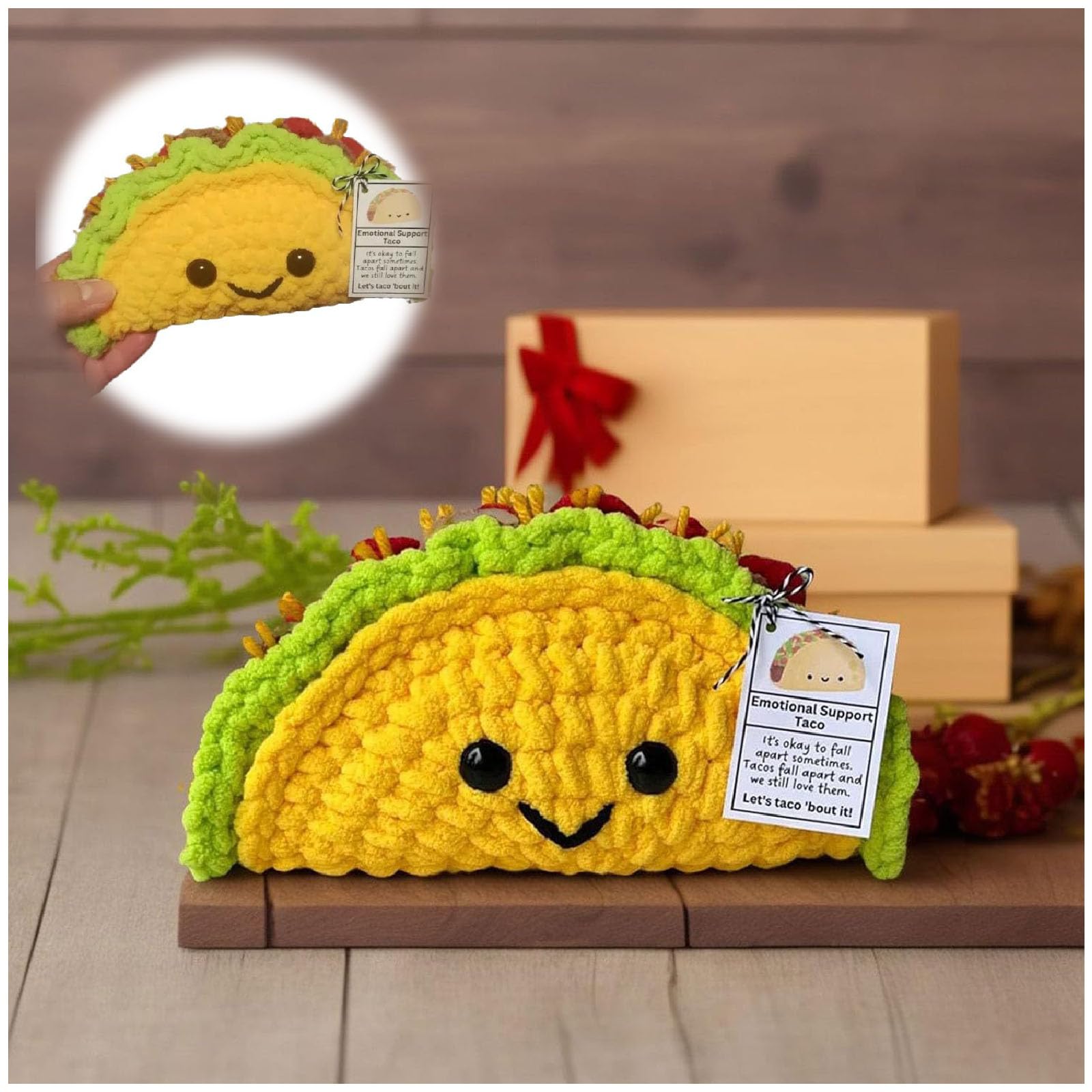 Handmade Food Plush Set Taco Donut Burger 3-PCS | Food Fiesta Crochet ...