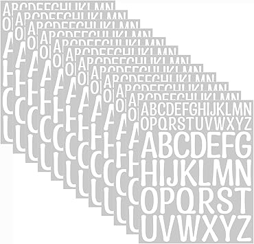 Amazon.com: 12 Sheets Vinyl Letters Stickers, 624 Alphabet Number ...