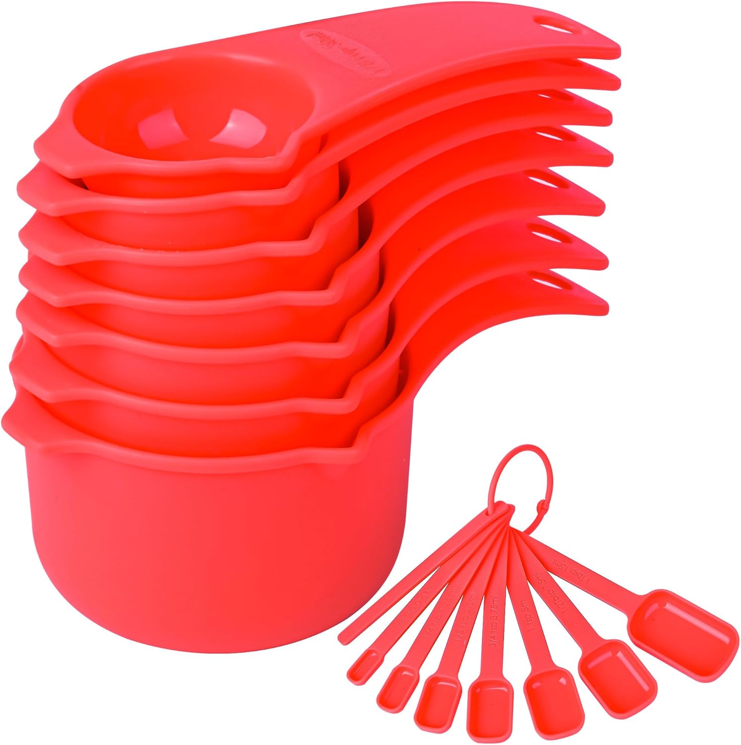 Amazon.com: zoyizi Measuring Cups and Spoons Set of 15, Plastic ...