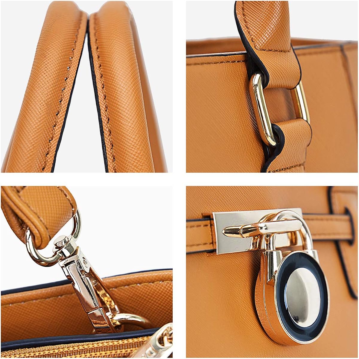 Amazon.com: Women's Handbag Large Top Belted Padlock Shoulder Bag Tote ...