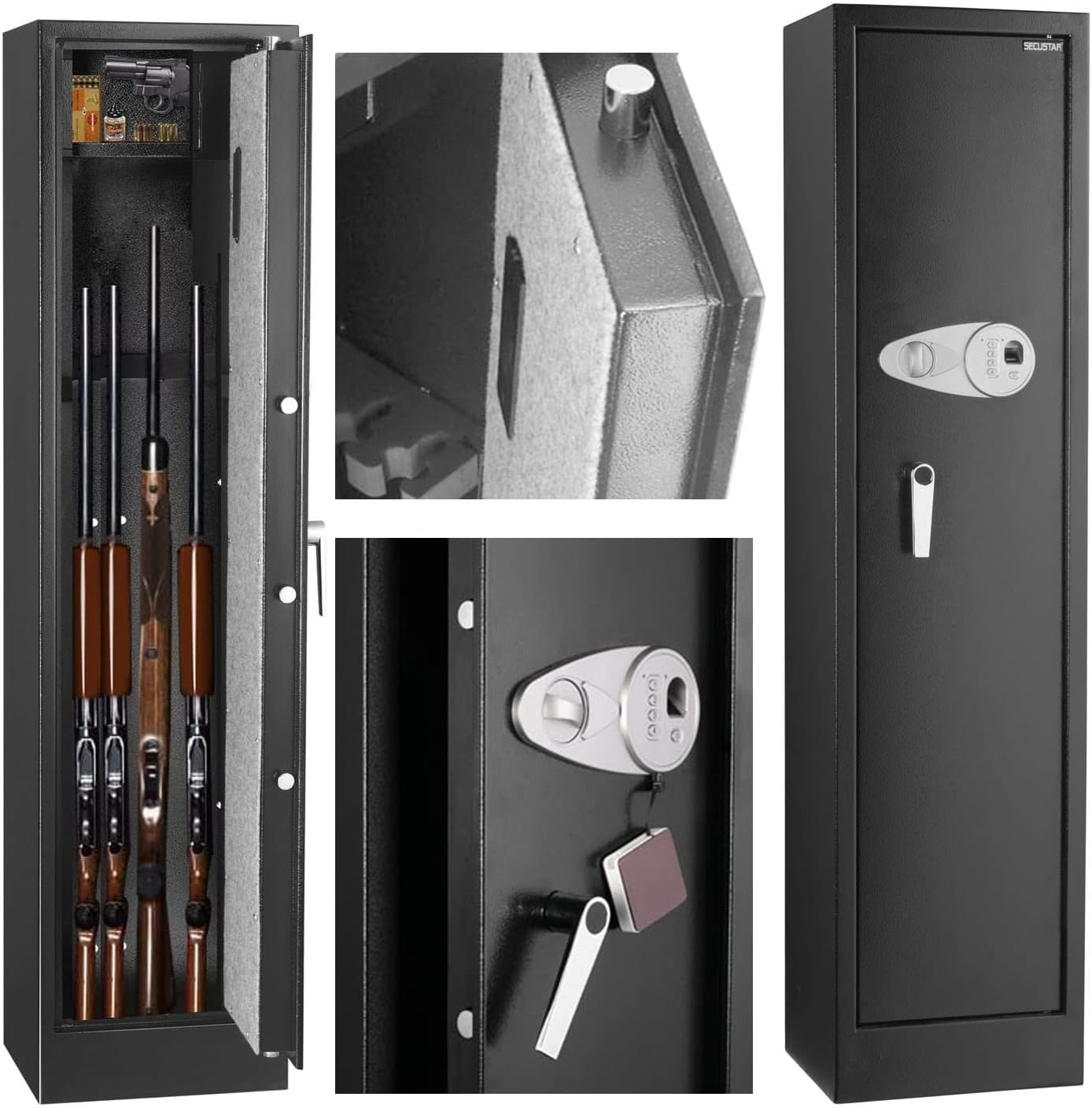 Amazon.com: SECUSTAR Biometric Rifle Gun Safe,Quick Access 5-7 Gun ...
