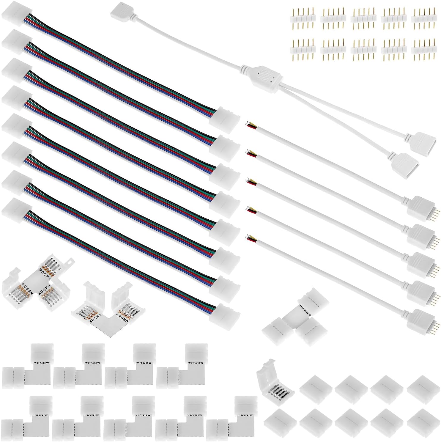 QWORK 5 Pin LED Strip Connector Kit for RGBW LED Strips, 12mm 5 Pin ...