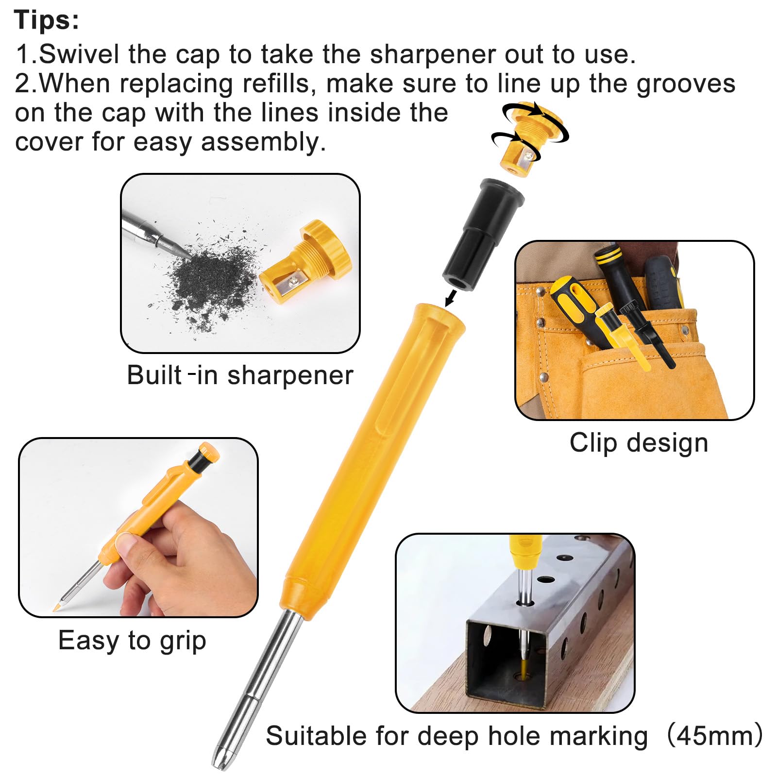 Builders Pencil Mechanical Pencil Set with 14 Refills 2 Colors, 45mm ...