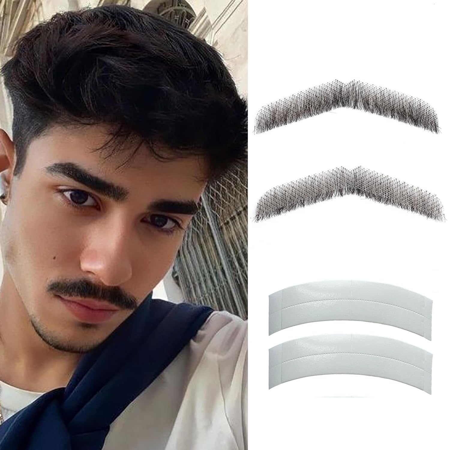 Amazon.com : Nescorner Fake Beard 100% Real Human Hair Lace mustache ...
