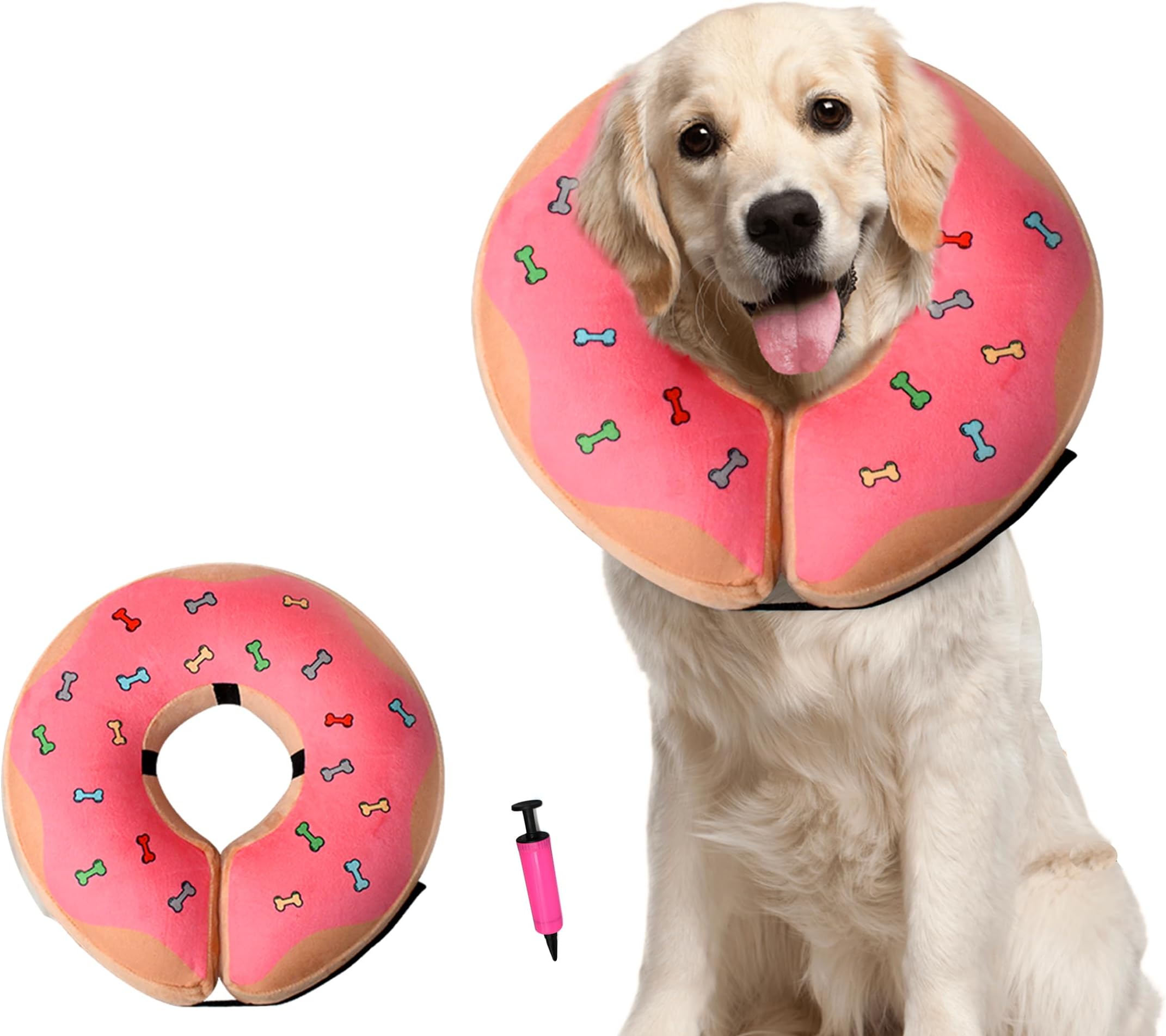 DEWVIE Inflatable Recovery Dog Cone, Protection Dount Collar for Small ...